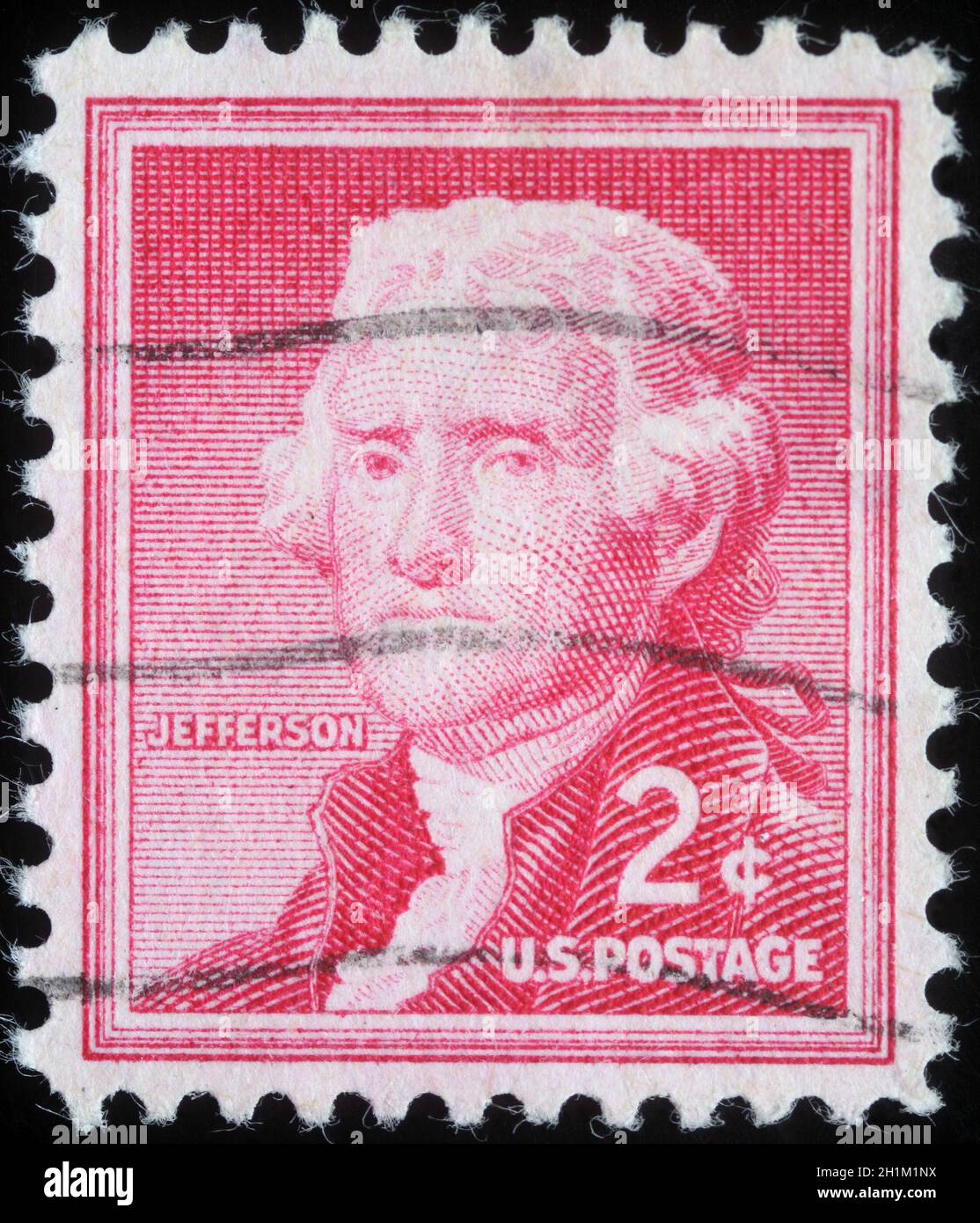 Stamp printed in the United States of America shows Thomas Jefferson ...