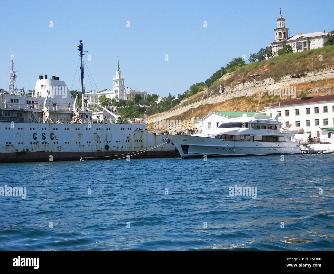 Republic of Crimea, Sevastopol - July 28, 2019: Vessels in the port of Sevastopol Stock Photo ...