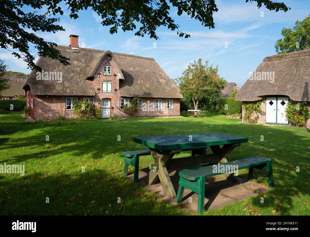 NEBEL, GERMANY - SEPTEMBER 29, 2020: Panoramic image of a traditional ...