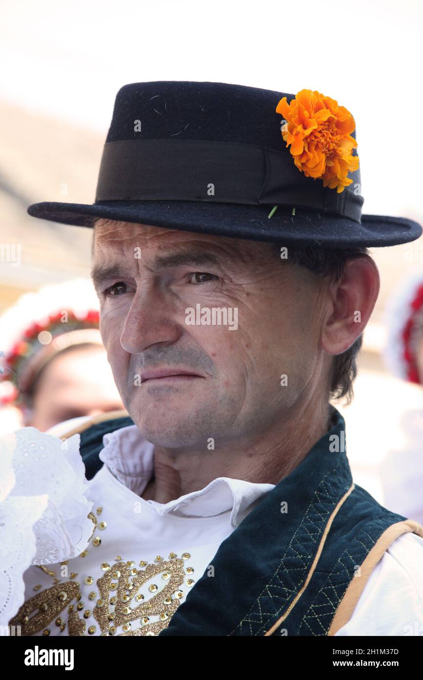 Participant in Croatian national costume, during the Dakovacki vezovi ...