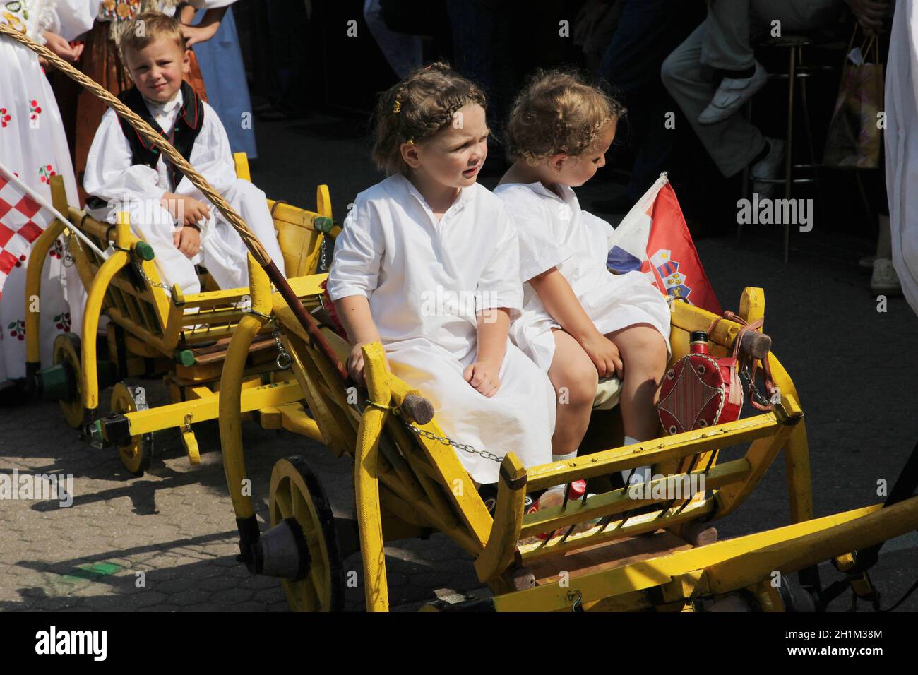 Participant in Croatian national costume from the village Siroko Polje ...