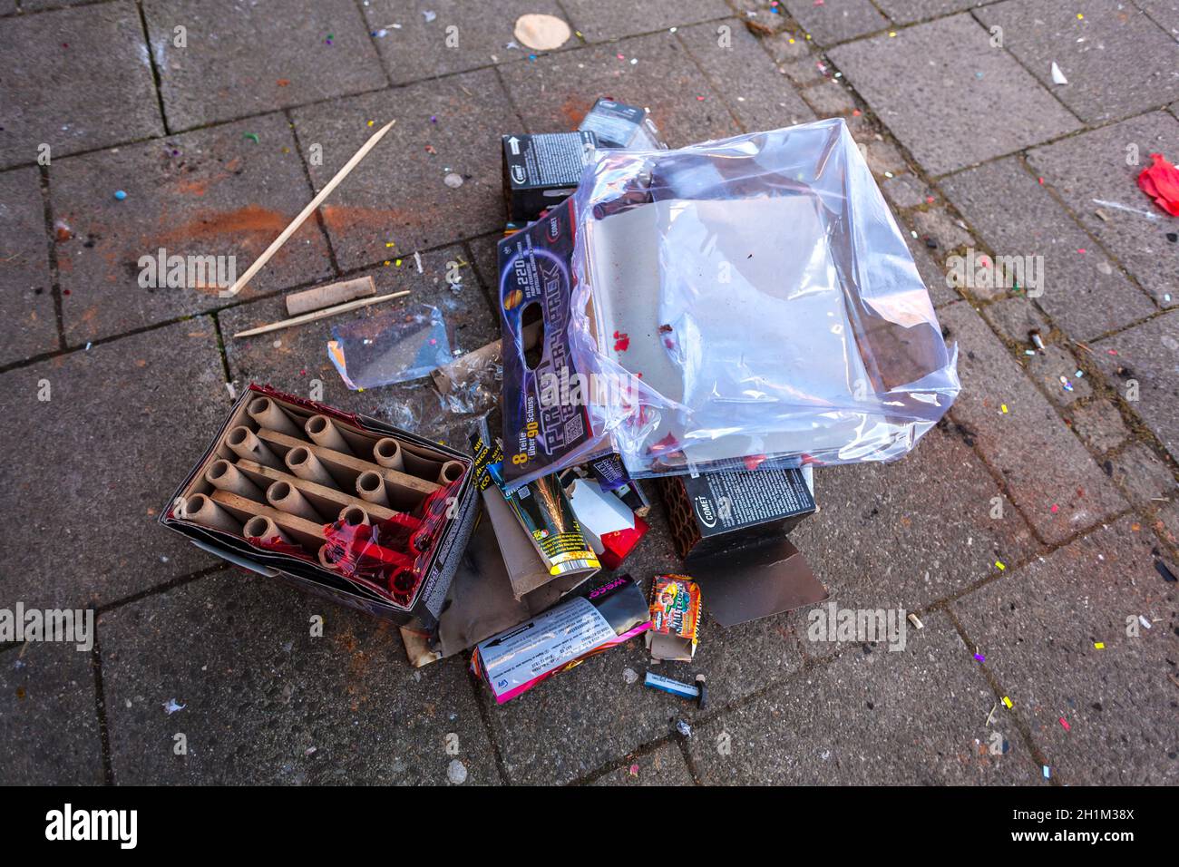 New Year's firecrackers the day after New Year´s Eve Stock Photo - Alamy