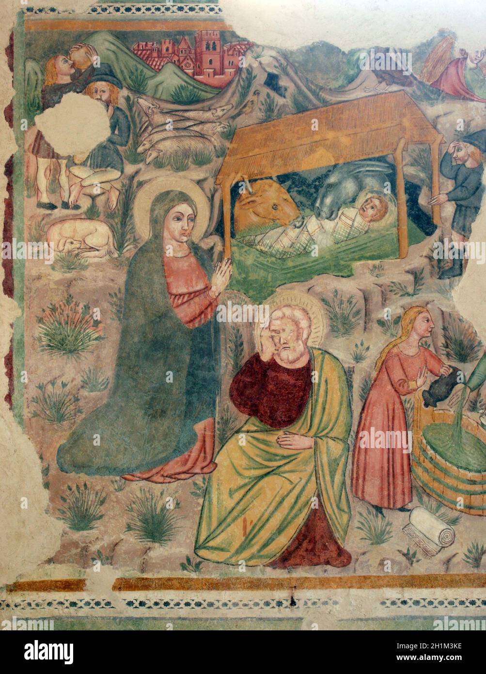 Nativity Scene, Fresco painting Stock Photo - Alamy