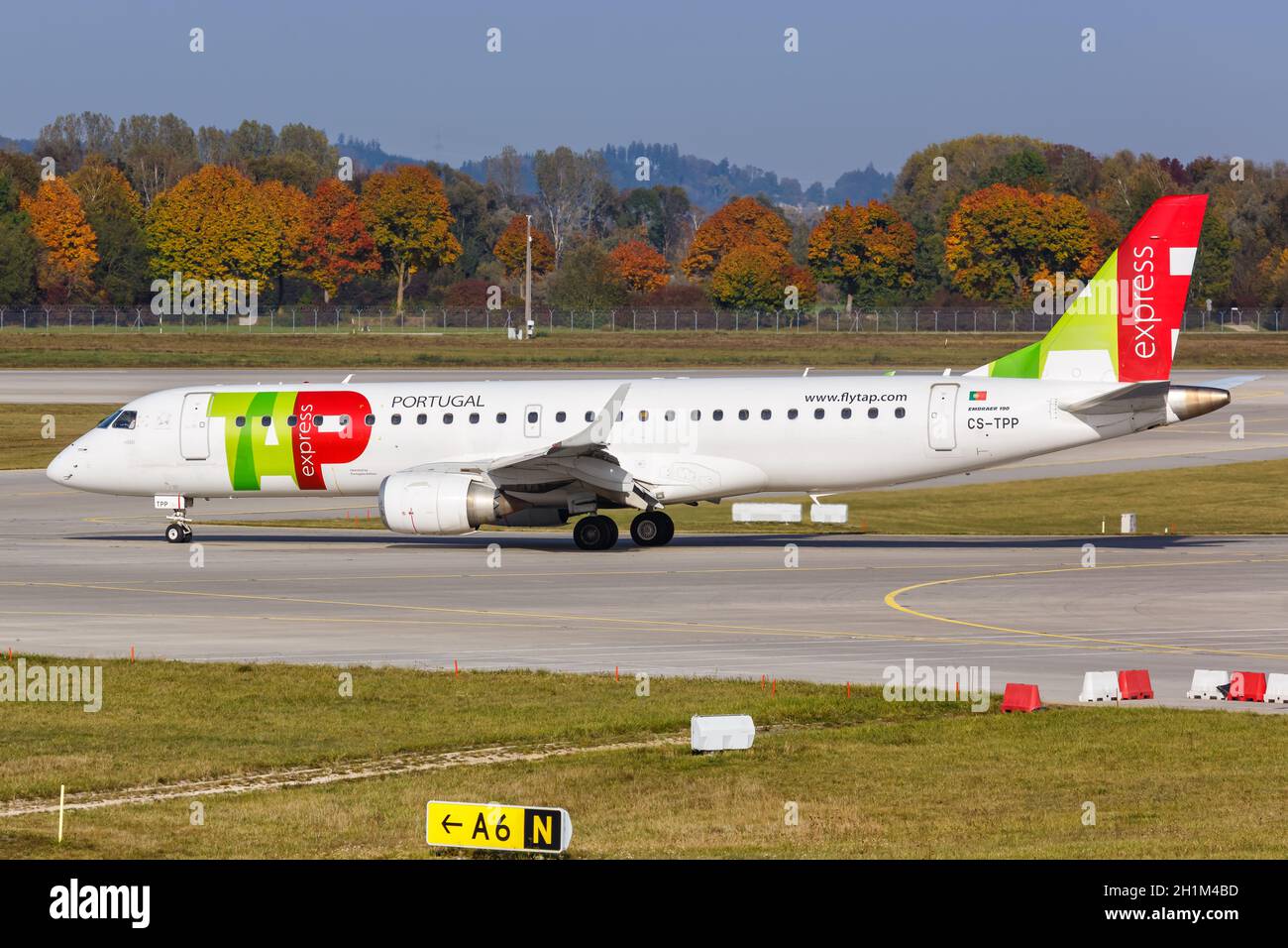 Munich, Germany - October 21, 2020: TAP Portugal Express Embraer ERJ ...