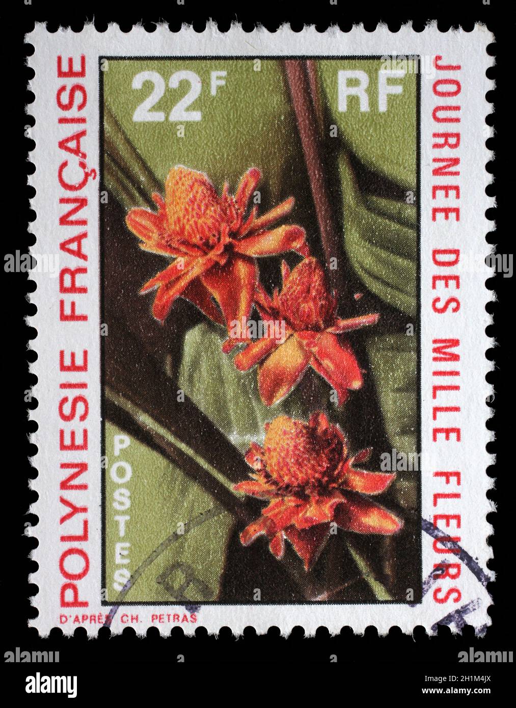 Stamp issued in French Polynesia shows Nicolaia Elatior, Day of a ...