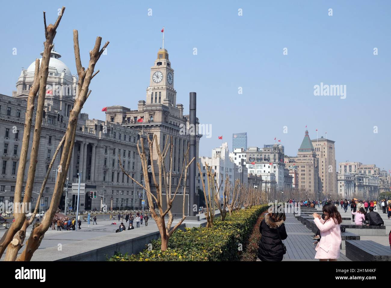 Old buildings and street view in Waitan of Shanghai, China Stock Photo ...