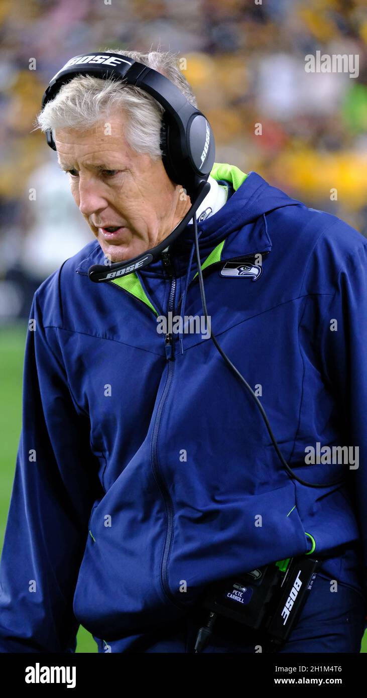 October 17th, 2021: Head Coach Pete Carroll during the Pittsburgh ...