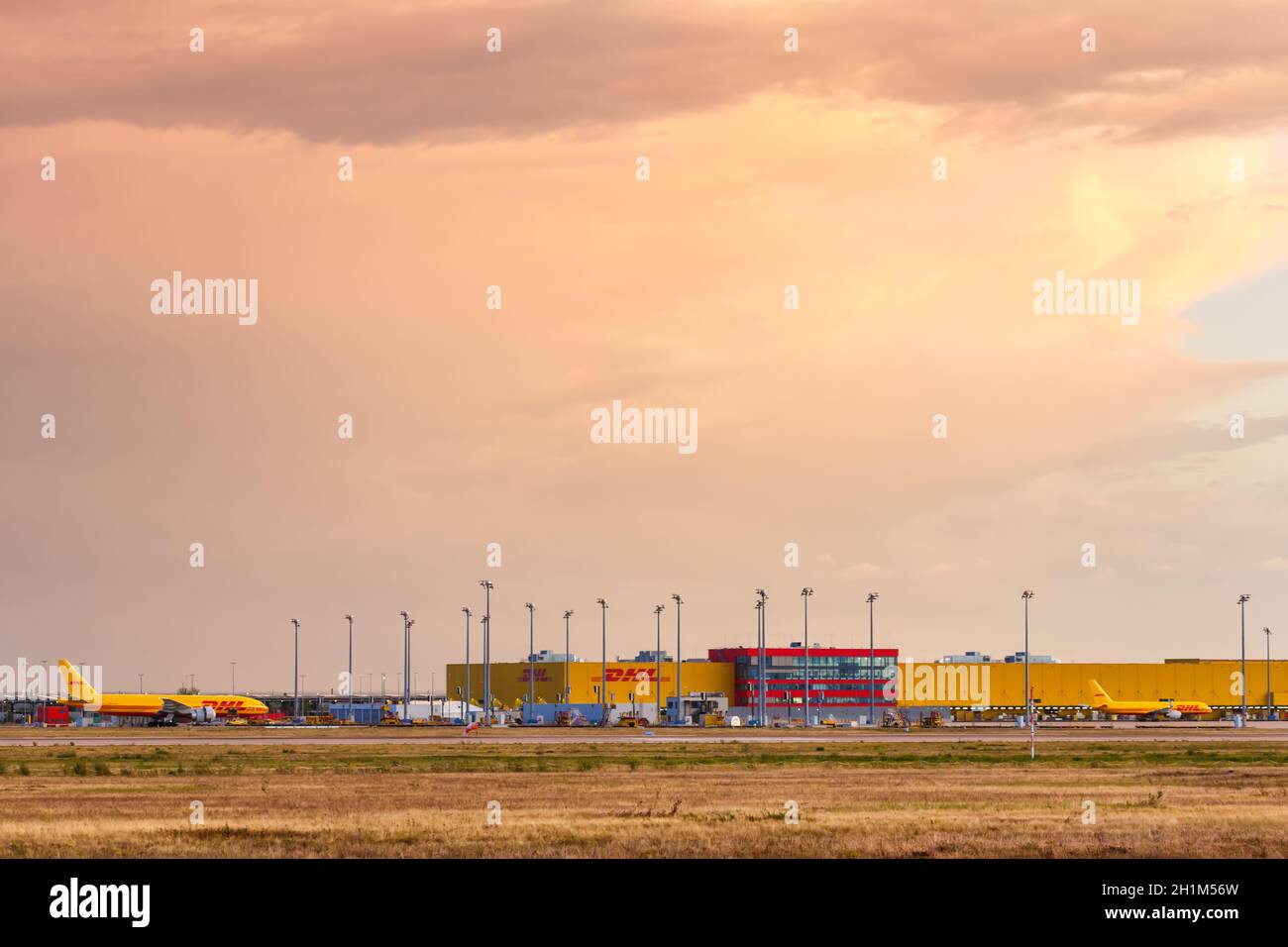Leipzig, Germany - August 18, 2020: DHL Hub at Leipzig Halle LEJ ...