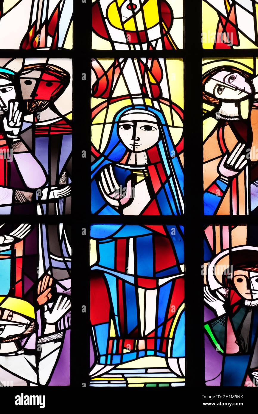 Pentecost stained glass window in the Saint Lawrence church in ...