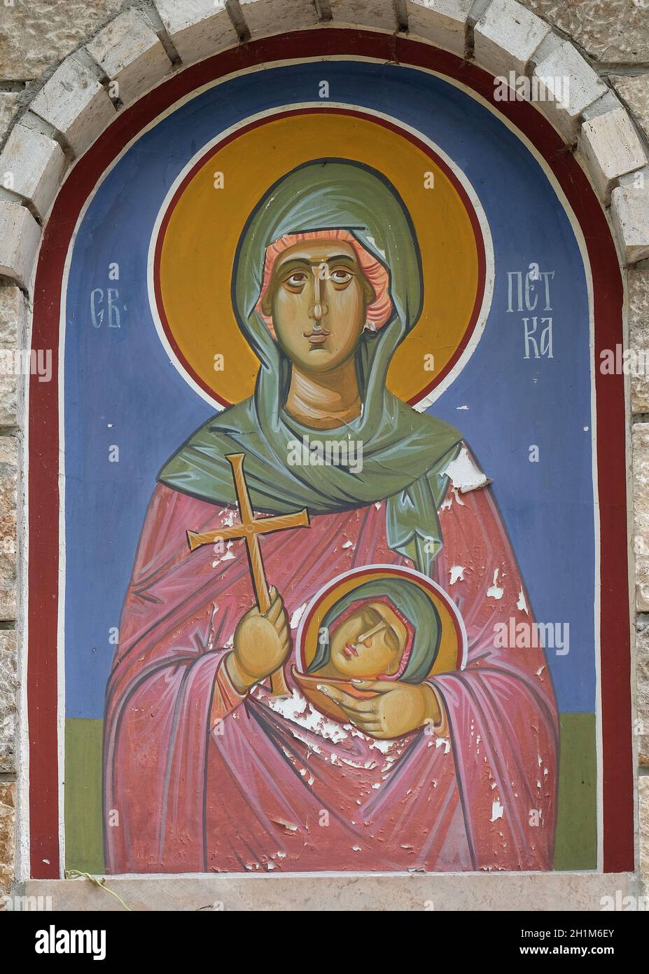 Saint Paraskeva, fresco in the Church of Saint Paraskeva of the Balkans ...