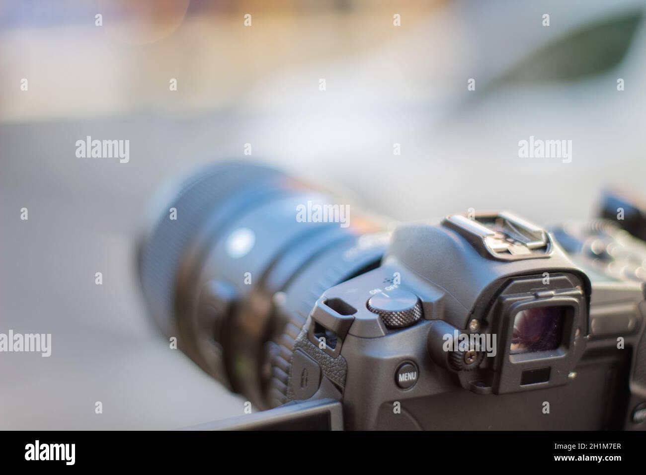 Digital camera up-close recording blurry traffic in street. Modern ...