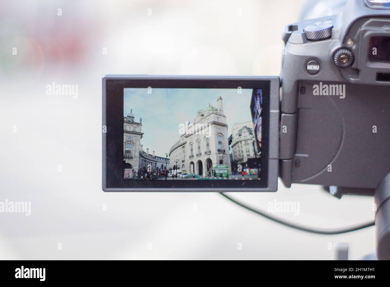 Classic white buildings from Piccadilly Circus on screen of digital ...