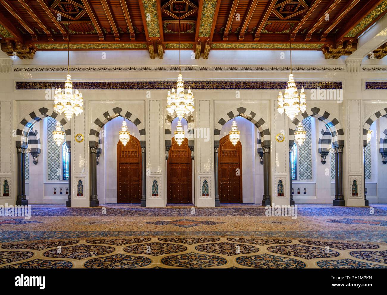 Muscat, Oman, December 3, 2016: Interior hall of the Sultan Qaboos ...