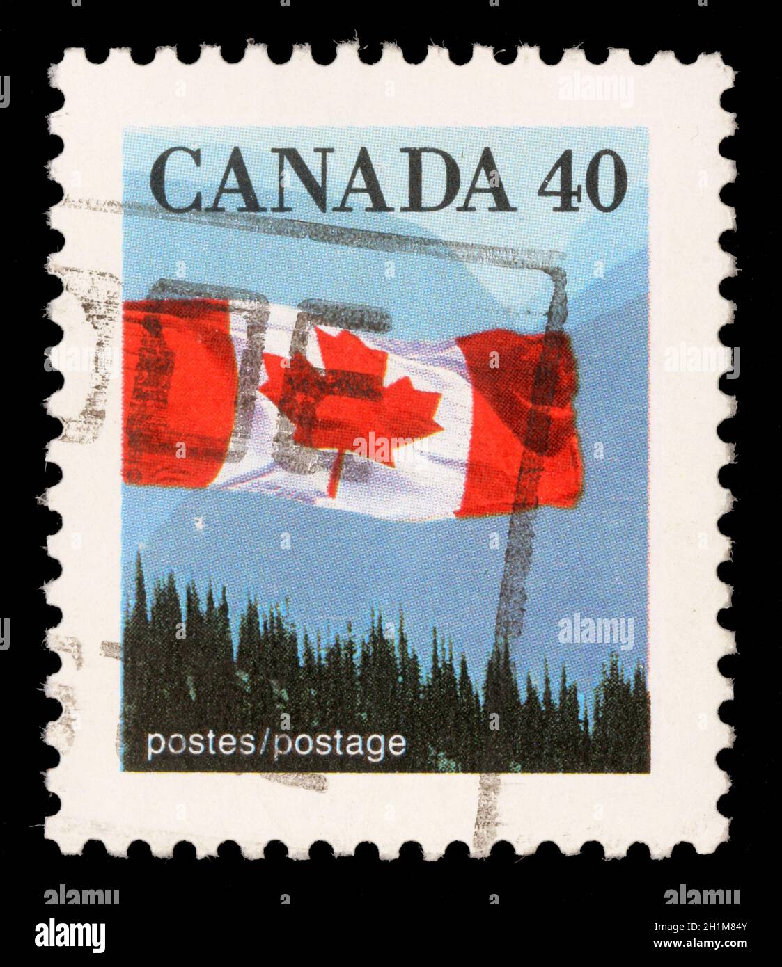 Stamp printed by Canada, shows Canadian flag, circa 1992 Stock Photo ...