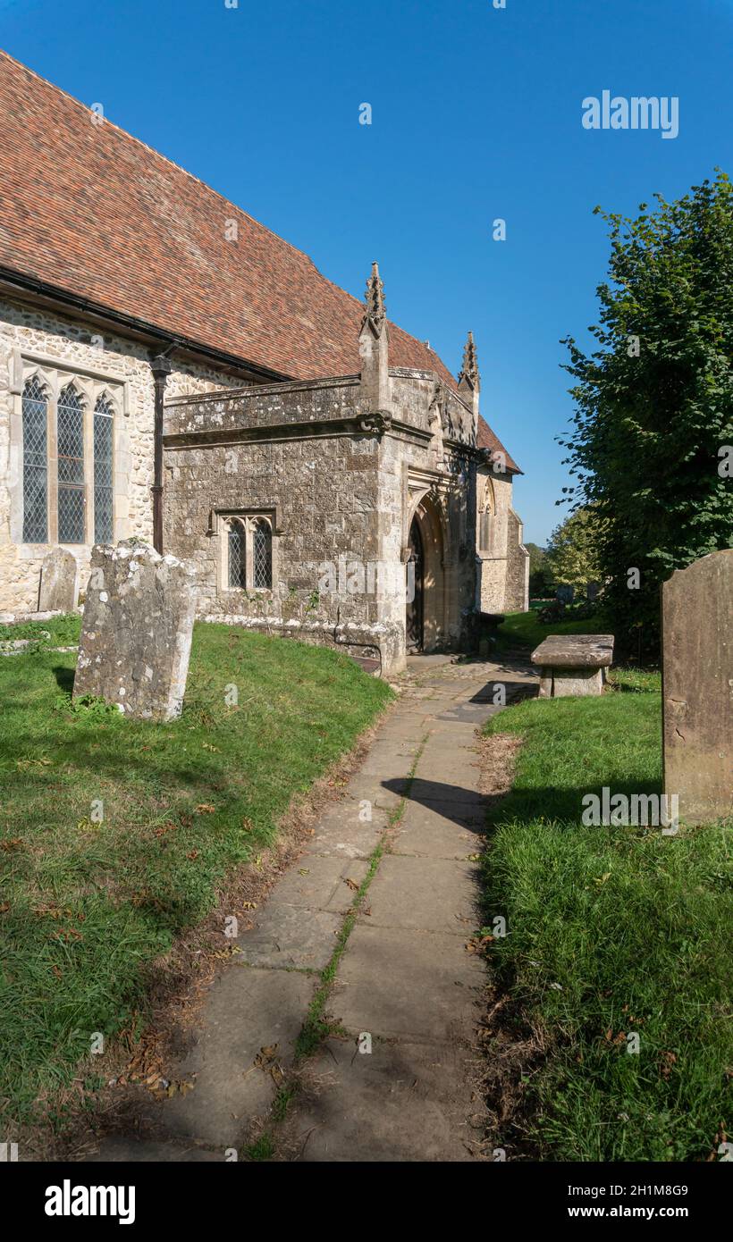 St James church entrance in the village of Egerton, Kent, UK Stock ...
