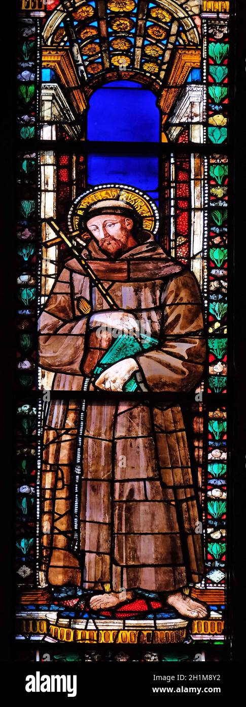 Saint Francis, stained glass window in the Basilica di Santa Croce ...