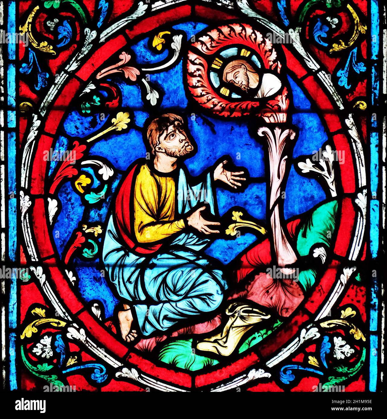 Moses, stained glass window in the Notre Dame Cathedral, UNESCO World ...