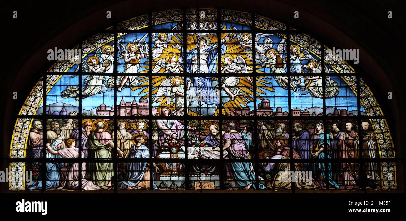 Assumption of the Virgin by Edouard Amedee Didron, stained glass window ...