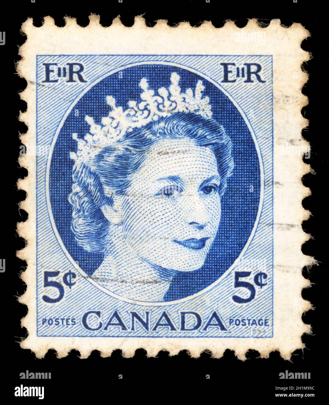 Stamp printed in Canada shows Queen Elizabeth II, circa 1954 Stock ...