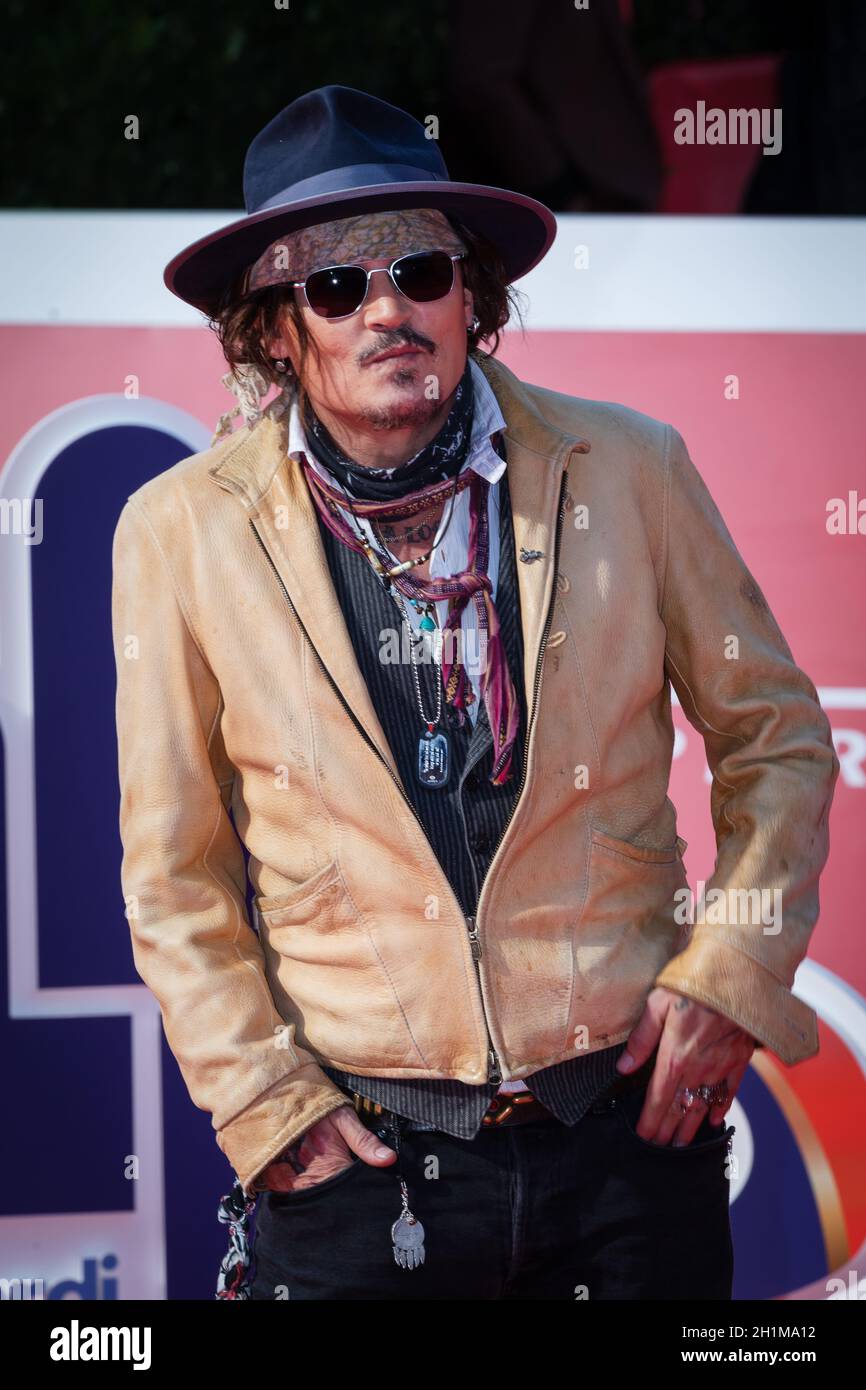 Rome, Italy - October 17, 2021: Johnny Depp walk red carpet at the Rome ...