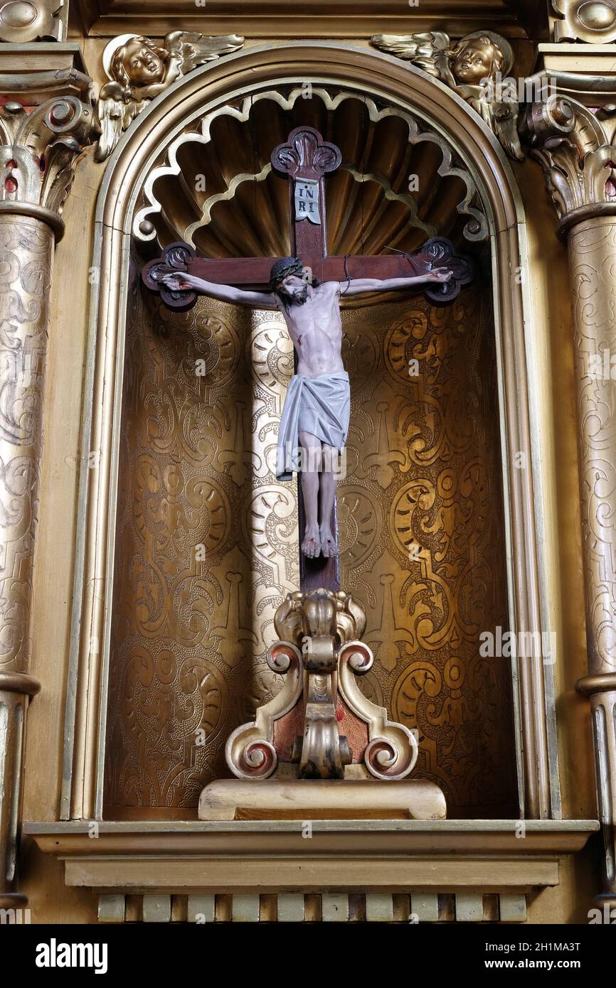 Cross on the altar in the Basilica of the Sacred Heart of Jesus in ...