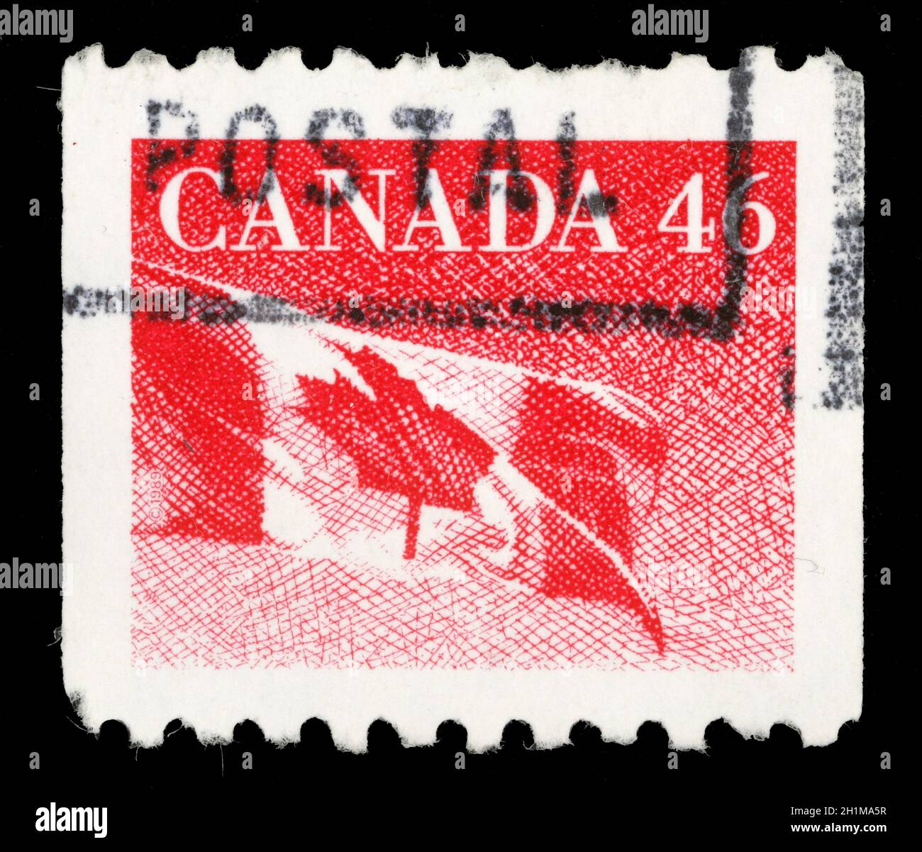 Stamp printed by Canada, shows Canadian flag, circa 1990 Stock Photo ...