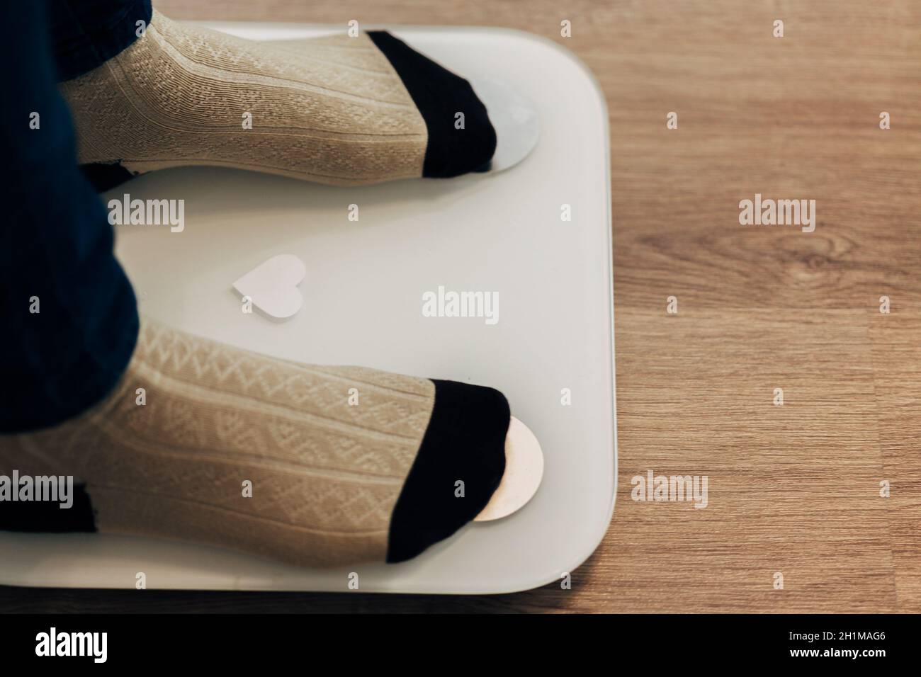 Modern Electronic Device. Girl Measures Weight on Smart Scales Stock ...