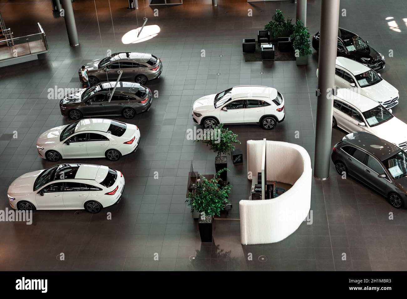 Stuttgart, Germany - August 8, 2020: new car models in the mercedes ...