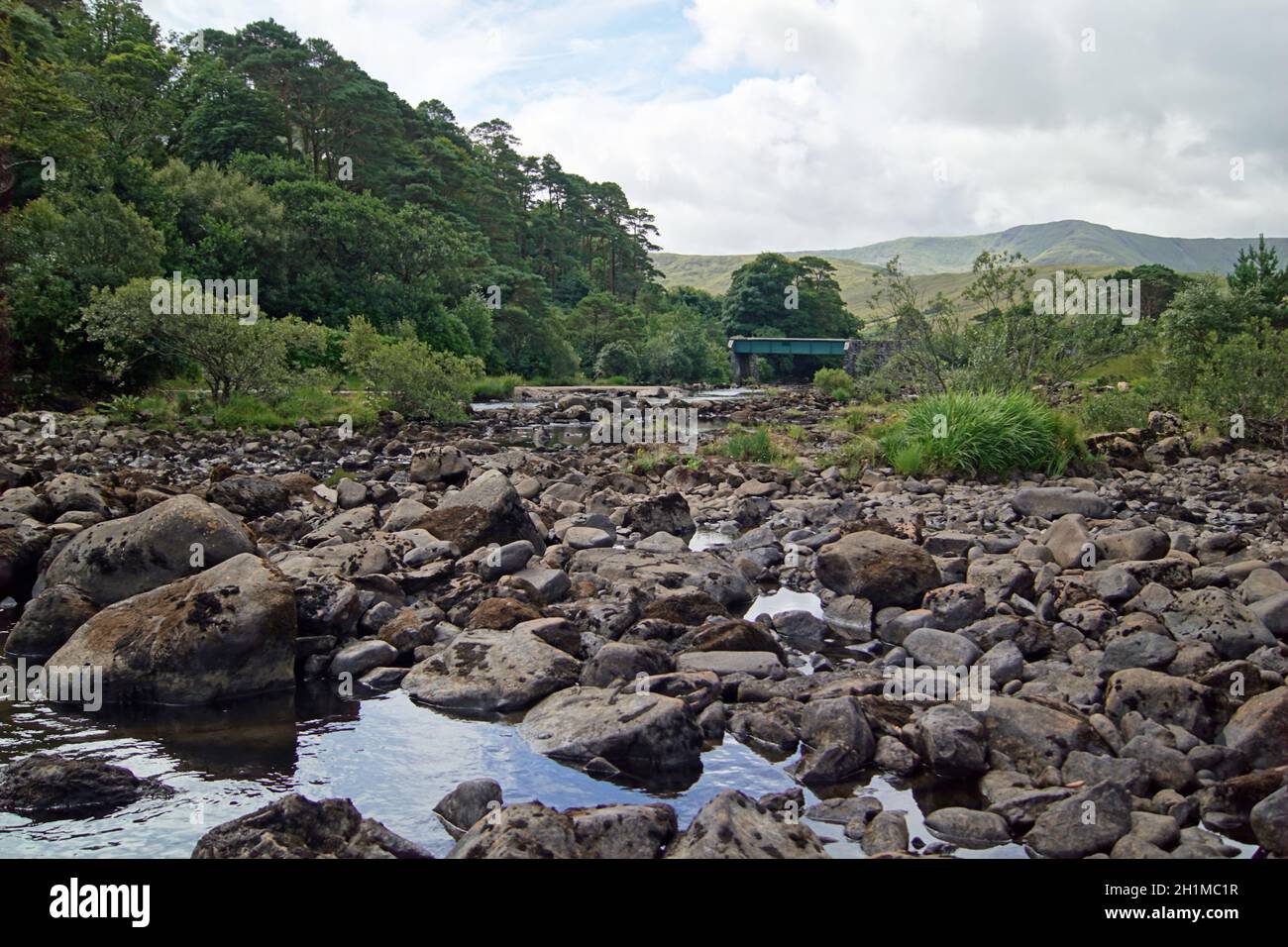 The Irish waterfall Aasleagh (Irish Eas Liath) is located in northern ...
