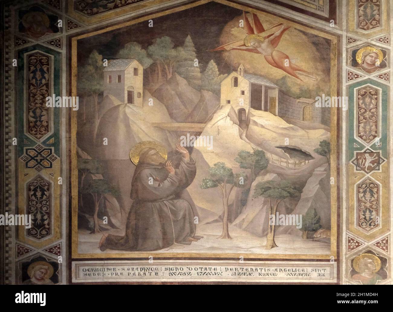 St. Francis Receiving the Stigmata, fresco by Giotto, in the Bardi ...