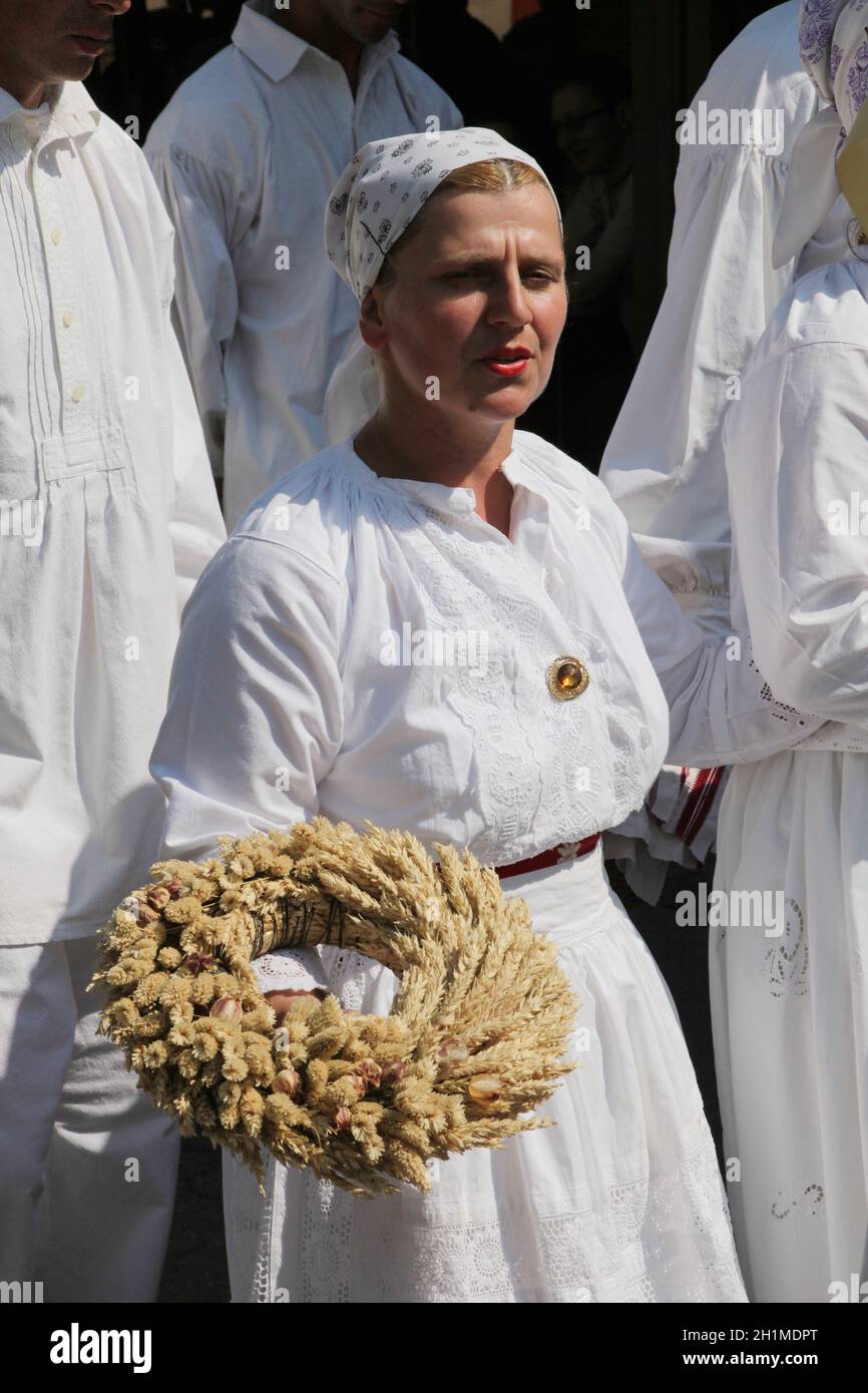 Participant in Croatian national costume from the village Horvati ...