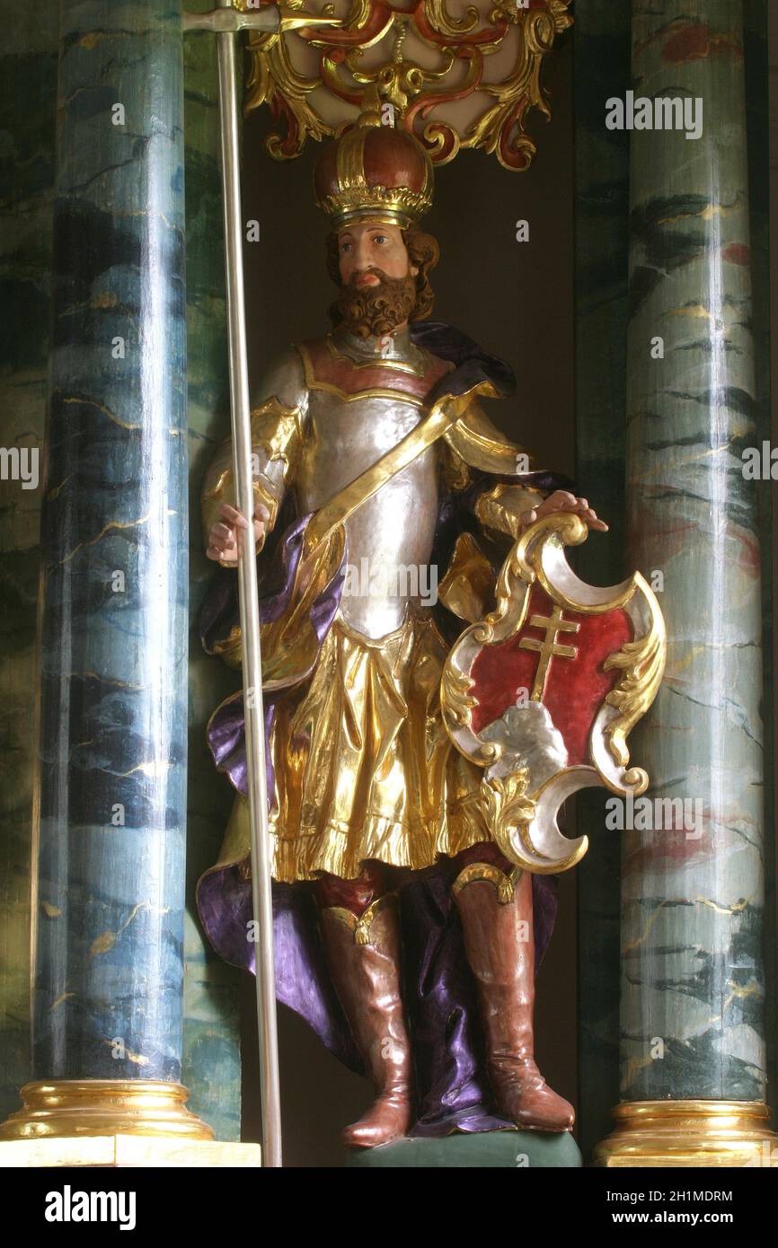 Saint Ladislaus I of Hungary of Hungary, statue on the main altar in ...