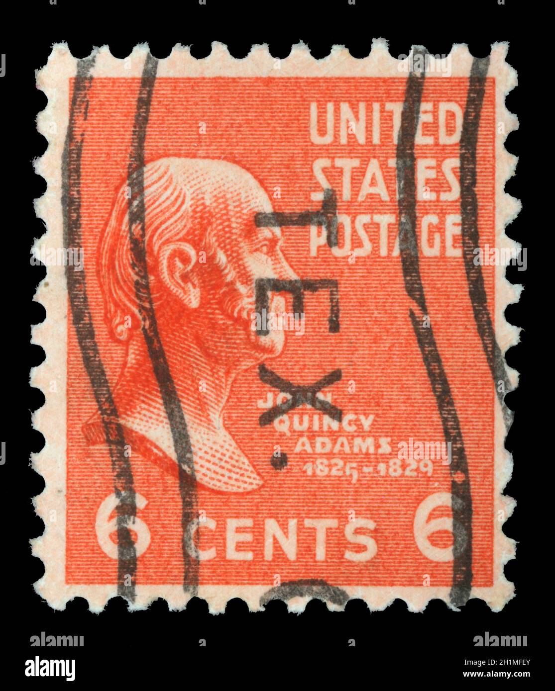 Stamp printed in the United States of America shows John Quincy Adams ...