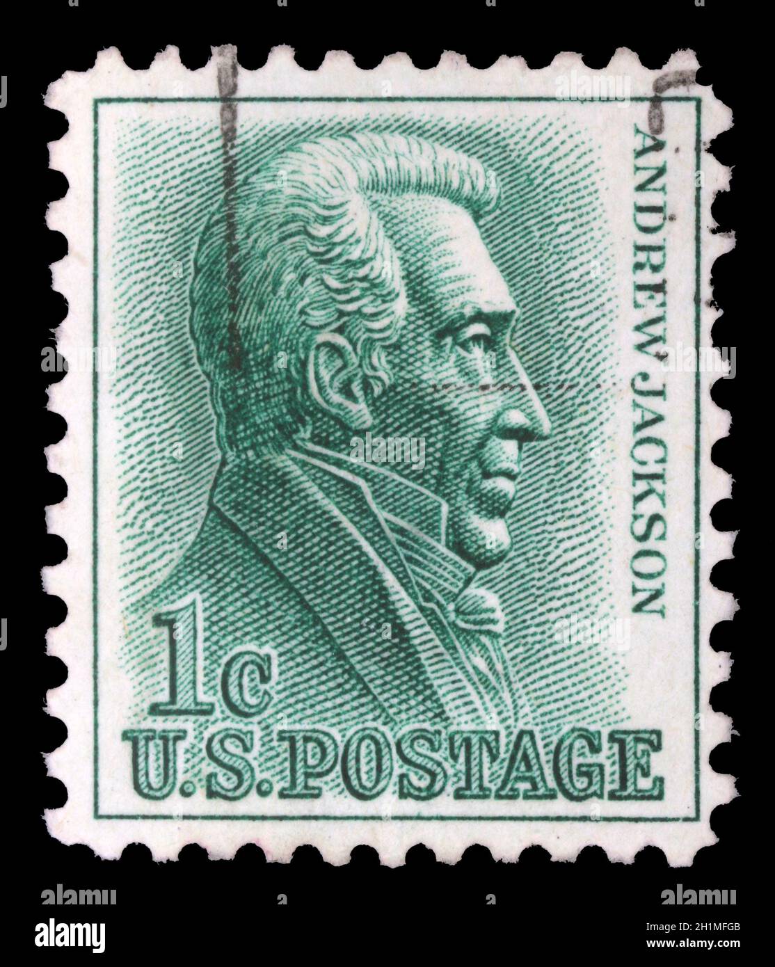 Stamp printed in USA shows 7th President Andrew Jackson, circa 1963 ...