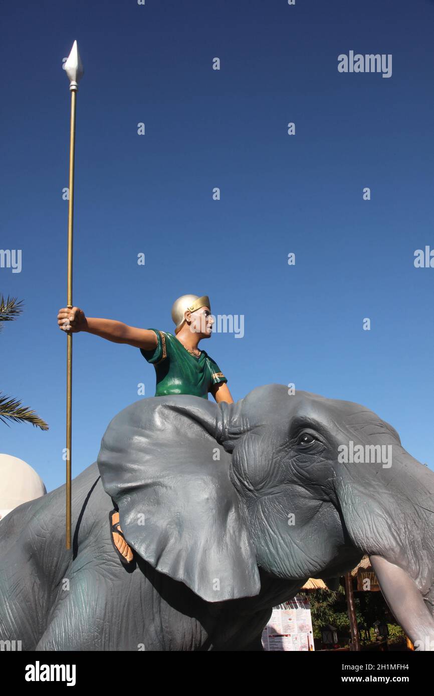 Barbarian soldier riding on elephant Stock Photo - Alamy