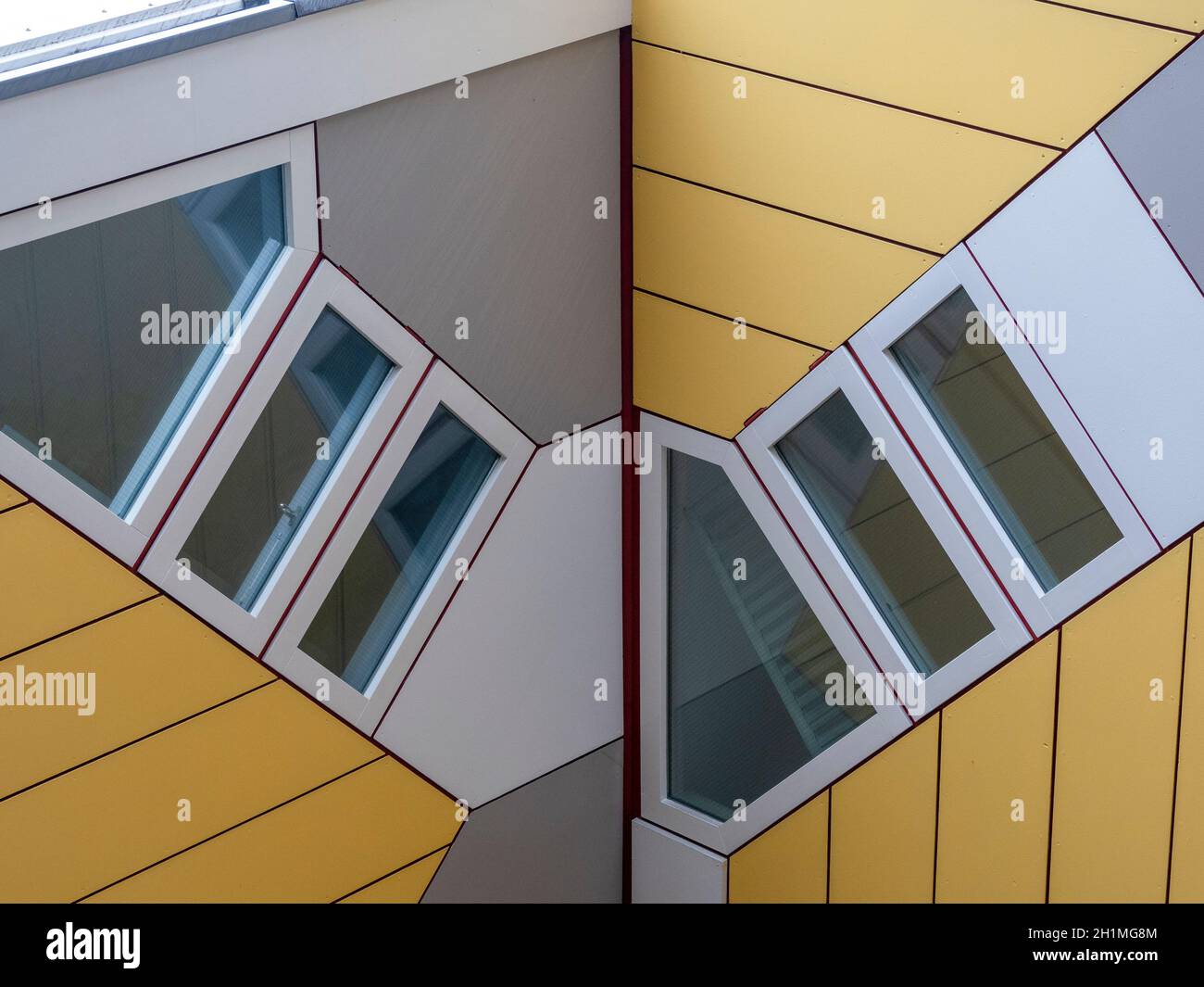 Detail of Cubus House at Blaak in Rotterdam with Windows and Yellow ...