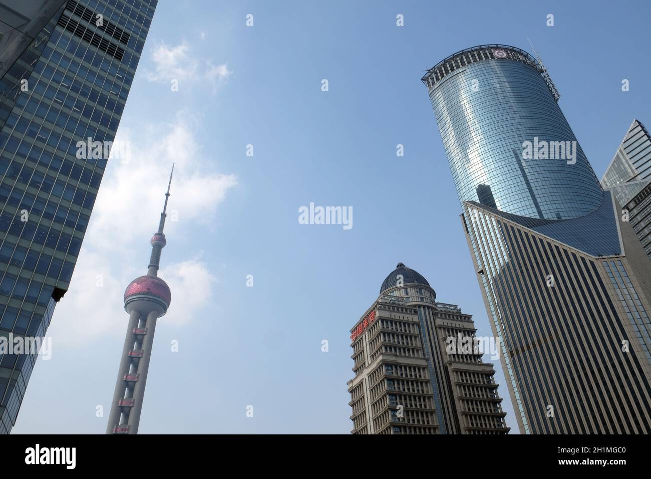 Financial towers in the Pudong east side of Shanghai, China Stock Photo ...