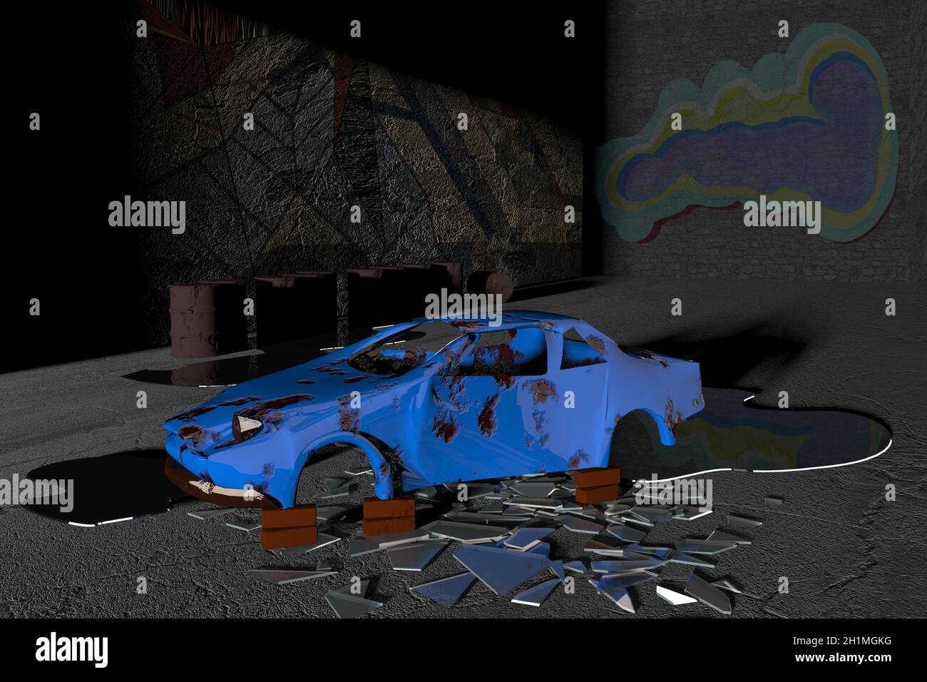 Car without wheels hi-res stock photography and images - Alamy