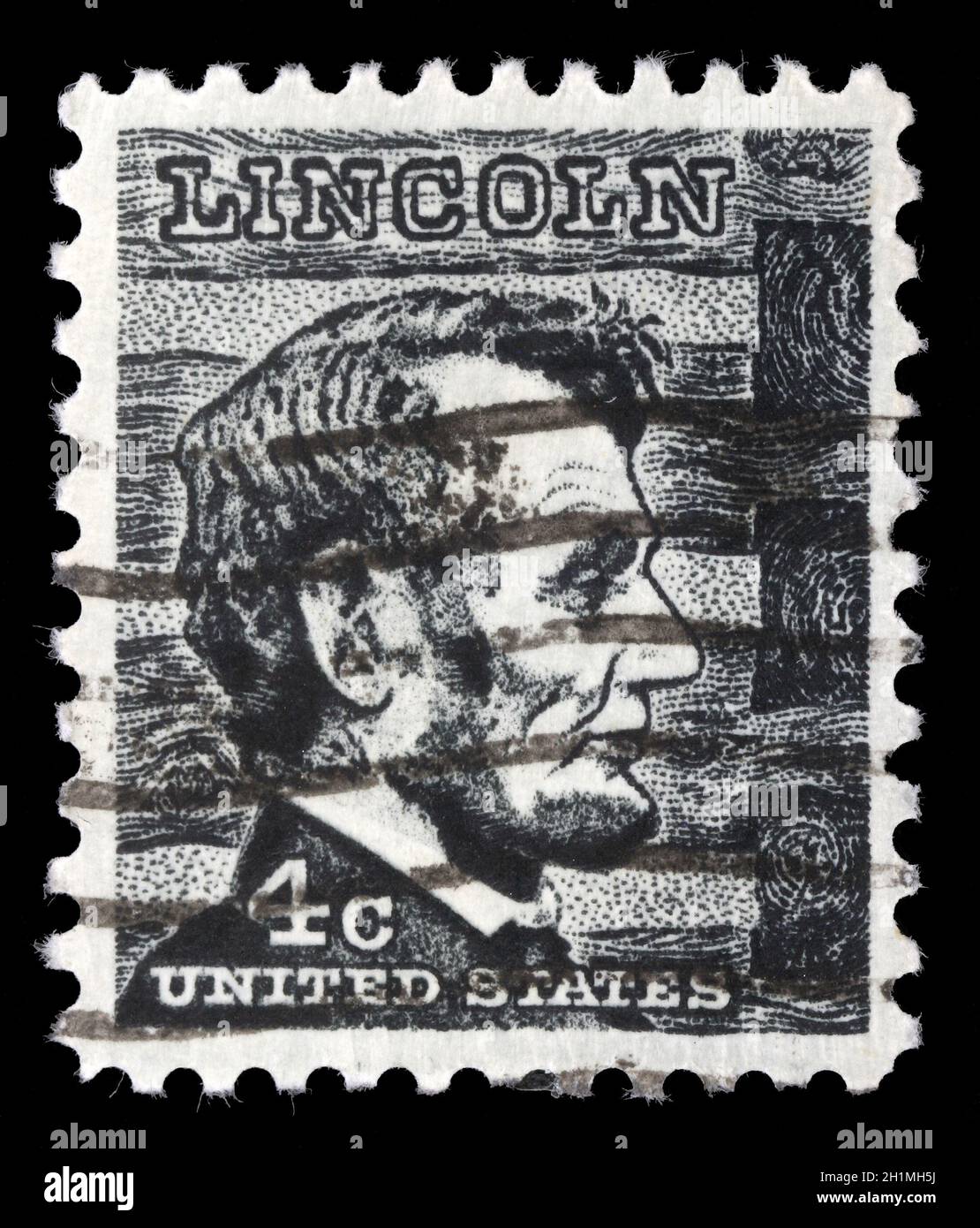 Stamp printed in USA shows President Abraham Lincoln (1809-1865 ...