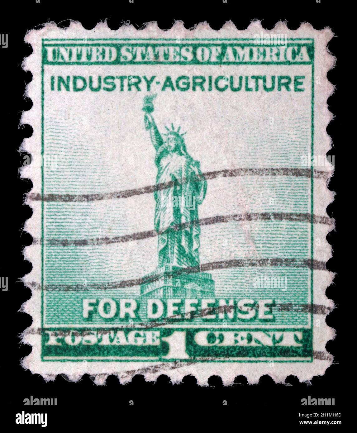 Stamp printed in the USA, National Defense Issue, shows one of the ...