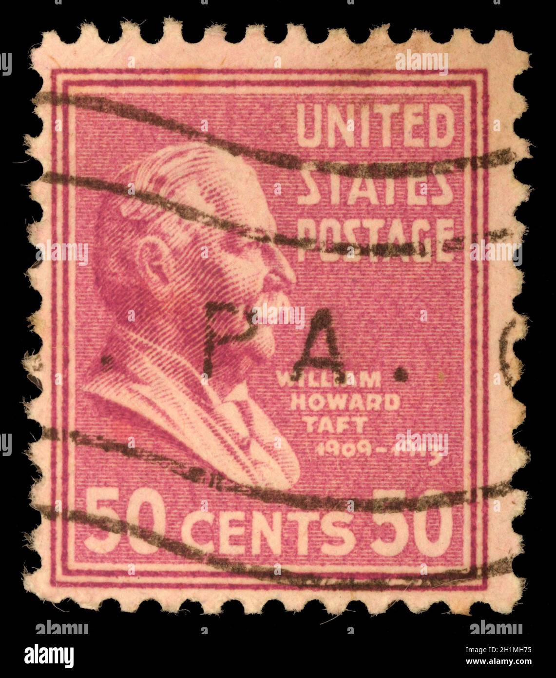 Stamp printed in United States. Displays William Howard Taft. United ...