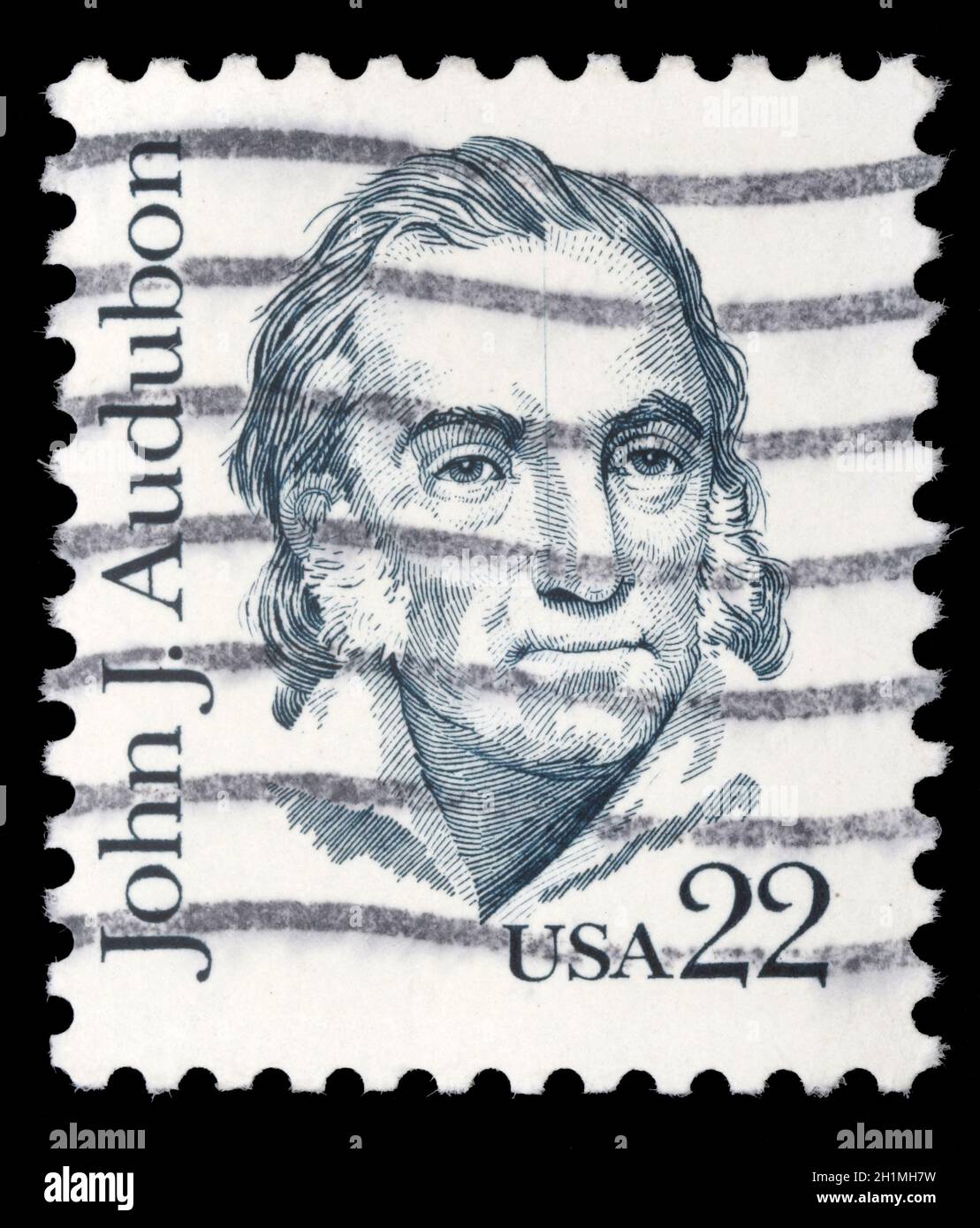 Stamp printed in USA shows John J. Audubon, circa 1986. "Great people ...