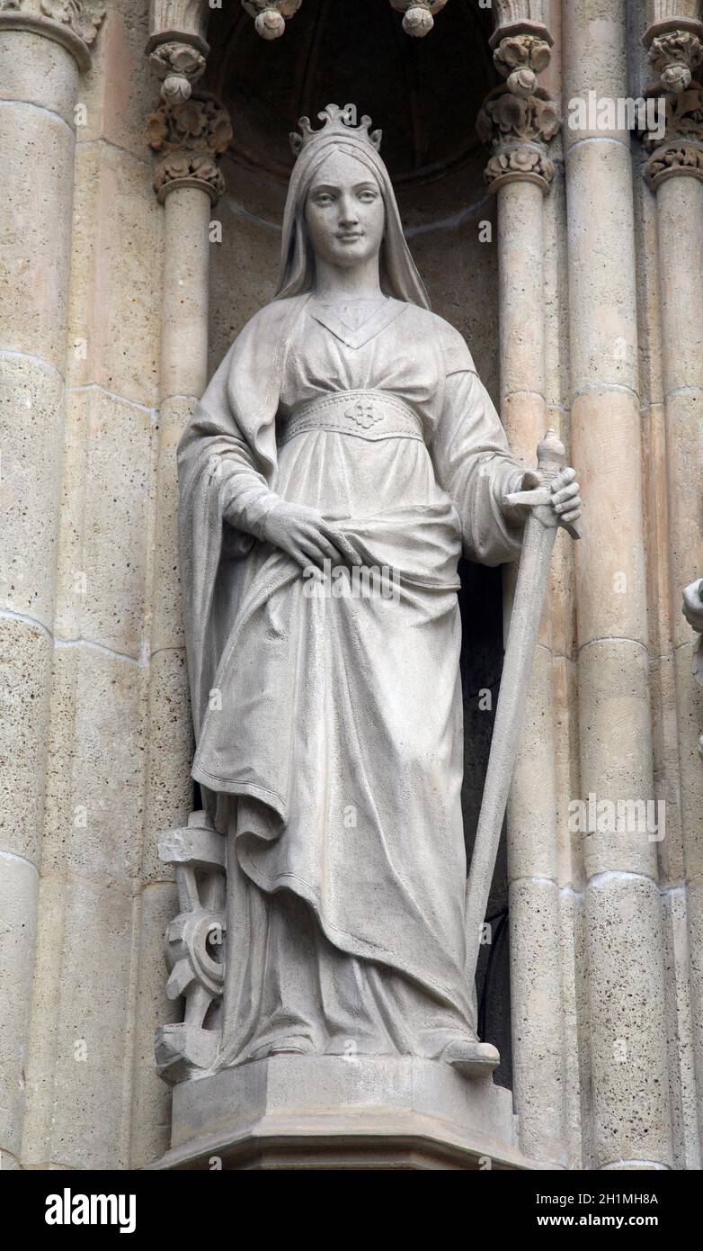 Saint Catherine of Alexandria statue on the portal of the cathedral ...