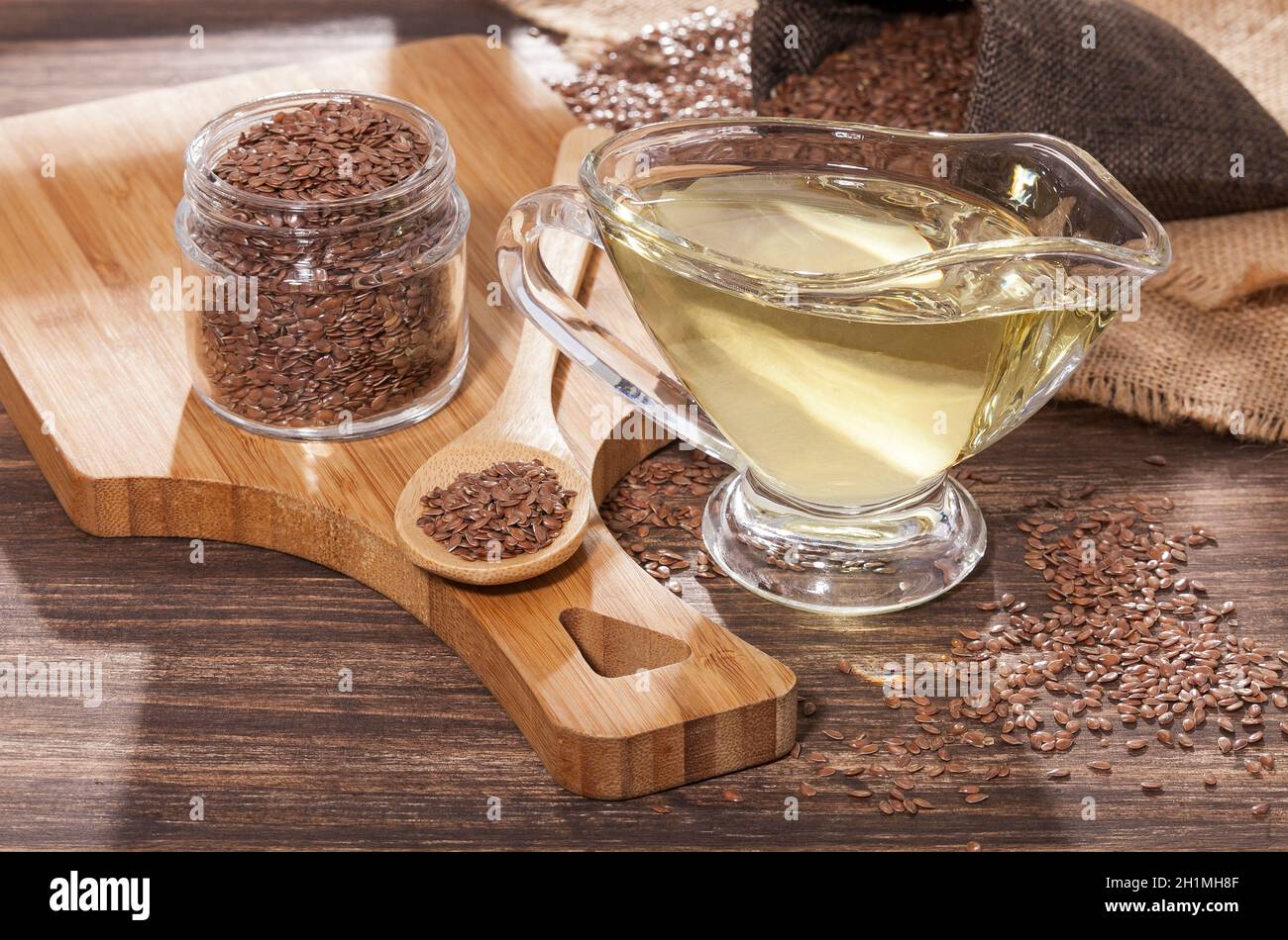 Linum Usitatissimum - Organic Linseed Oil And Flax Seeds Stock Photo ...