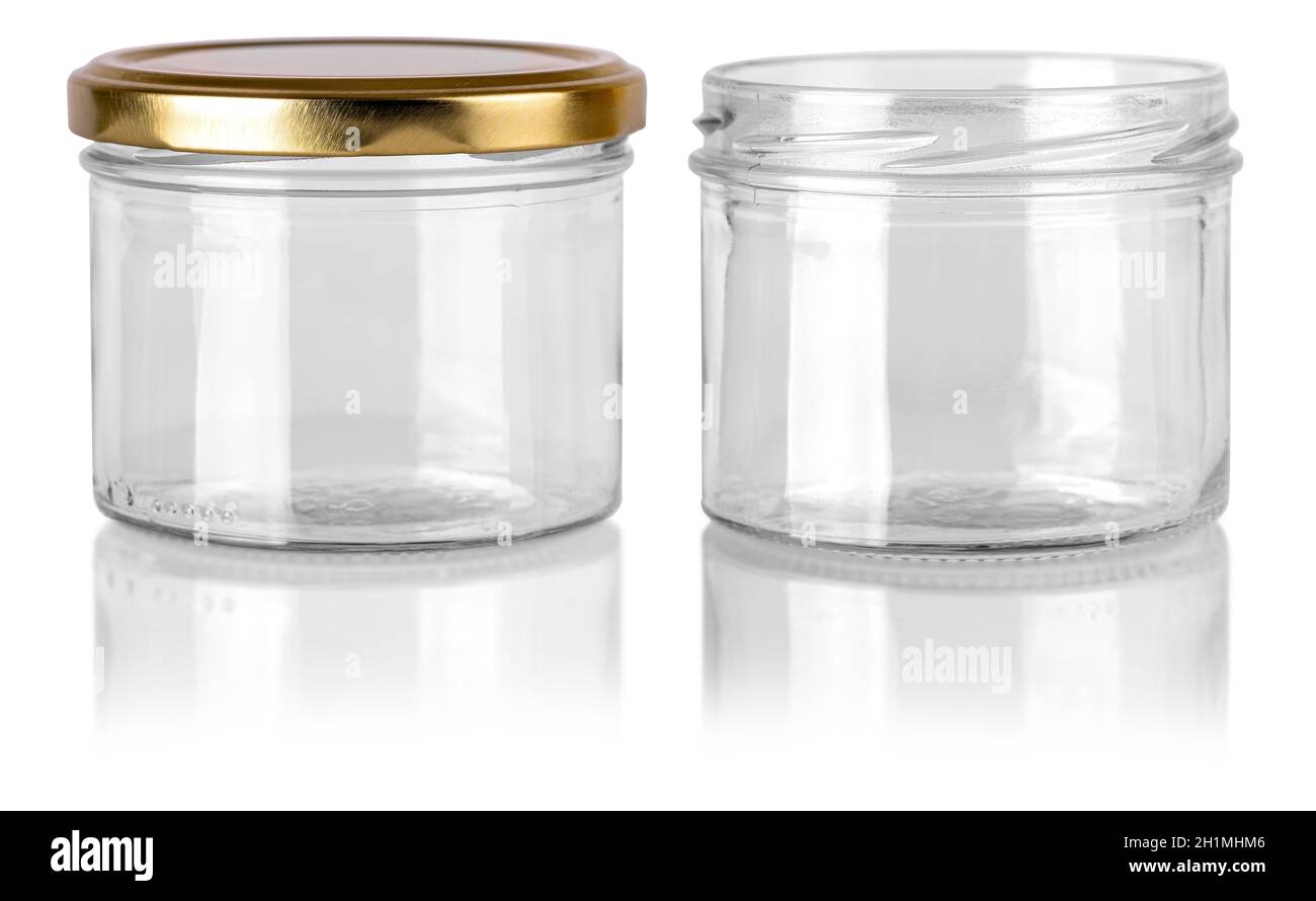 The empty glass jar for products on white background Stock Photo - Alamy