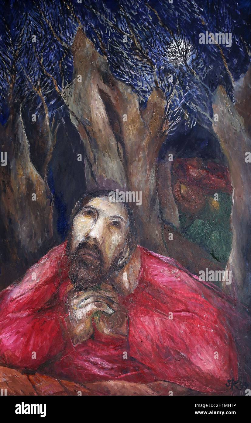 Jesus praying on the Mount of Olives by Sieger Koder, detail of altar ...