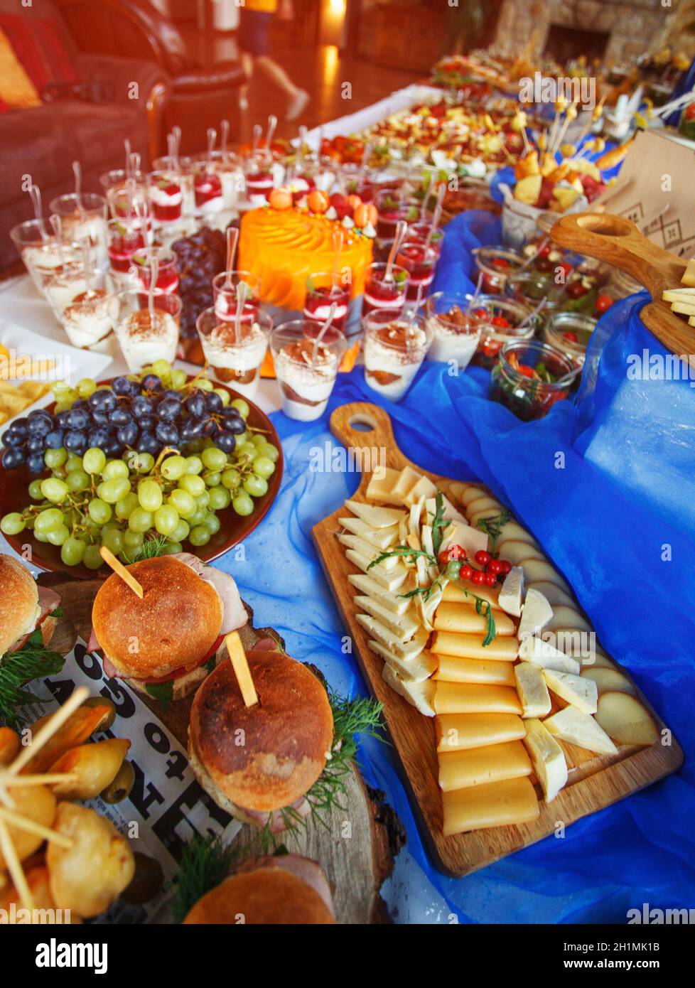 Different types of appetizers on the buffet. Delicious and interesting ...