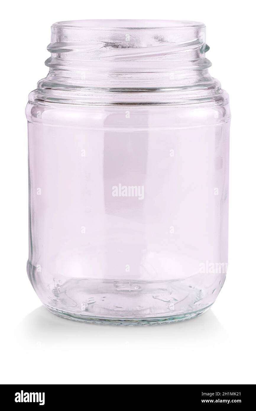 The Empty glass jar isolated on a white background Stock Photo - Alamy