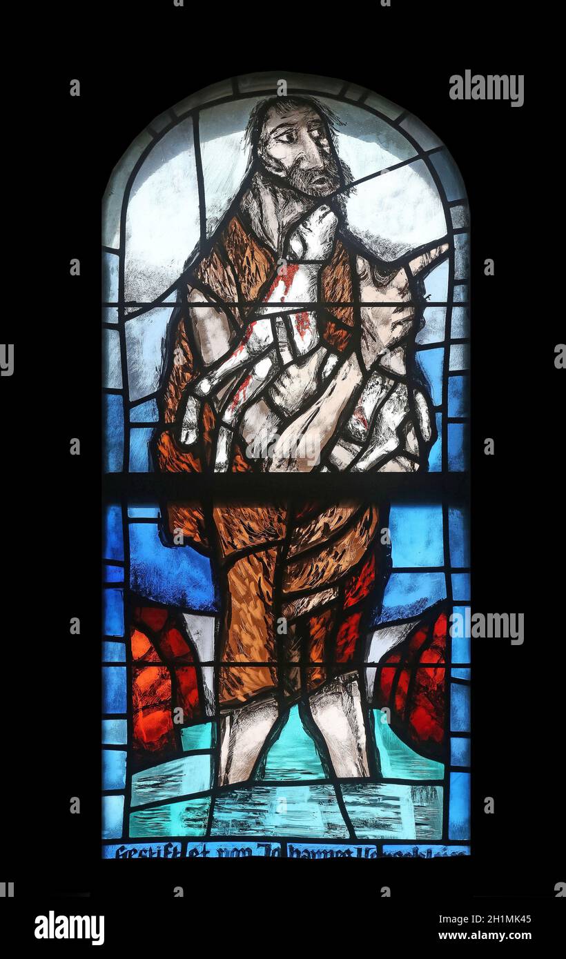 Saint John the baptist, stained glass window by Sieger Koder in St ...