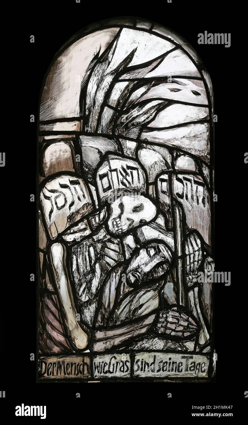 Stained glass window by Sieger Koder in St. James church in Hohenberg ...